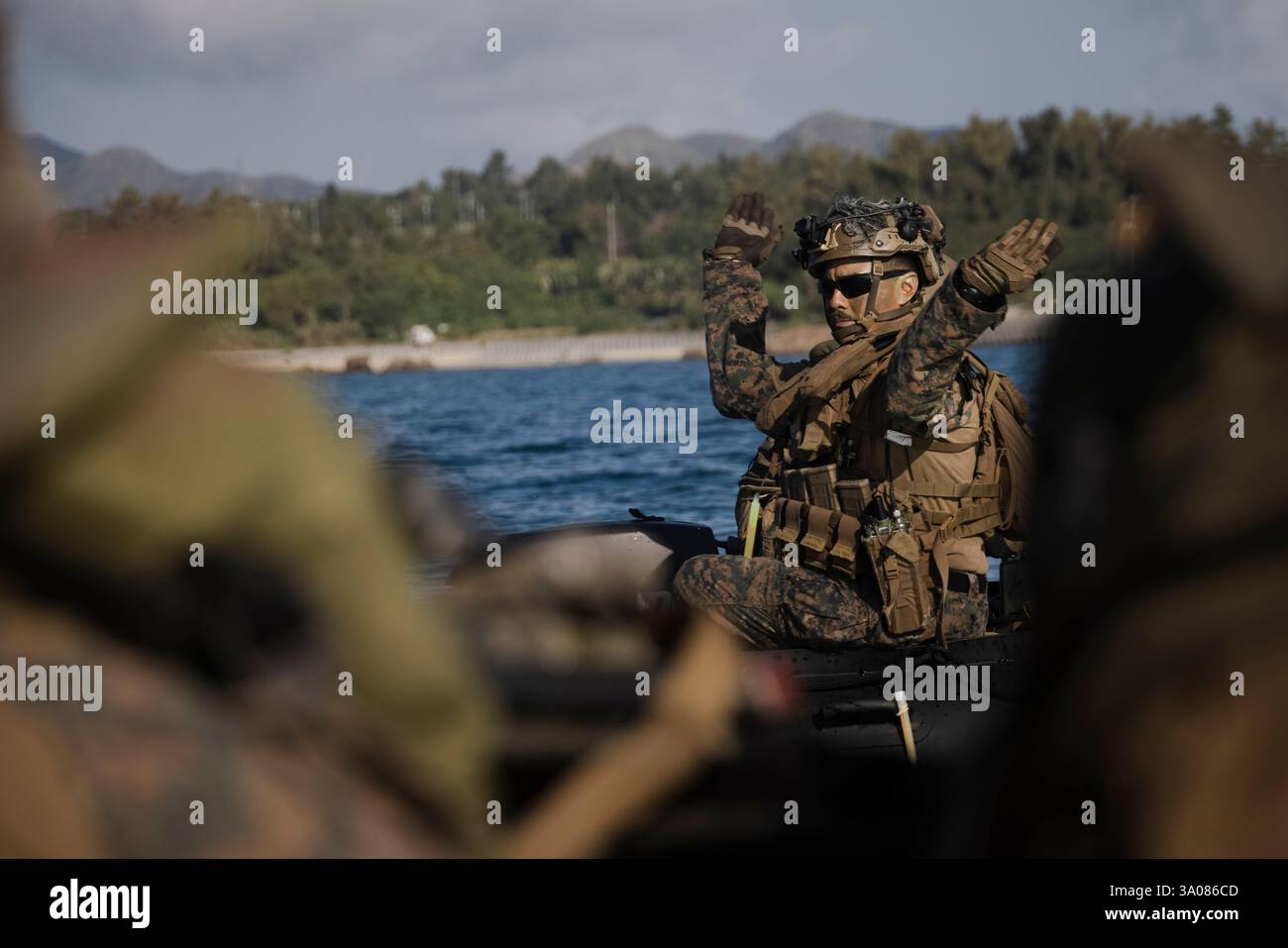 U.S. Marine Corps Staff Sgt. Kevin Estrada, the chief coxswain with Battalion Landing Team 2/4 ...