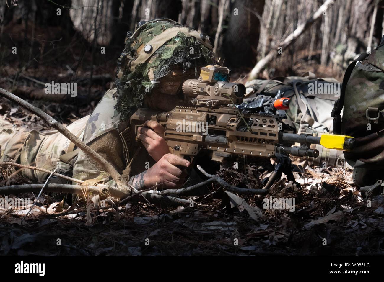 Spc. Mark Mnehring from Bulldog Company, 1st Battalion 327 Infantry Regiment, 1st Mobile Brigade ...