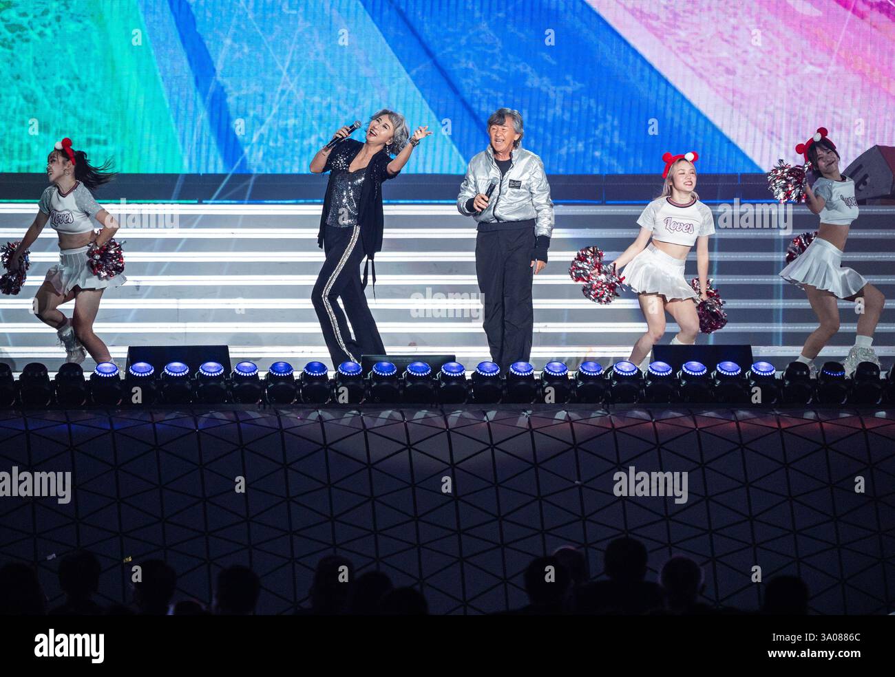 Hong Kong,China.1st March 2025. Singer George Lam Tsz Cheung (R3) and ...
