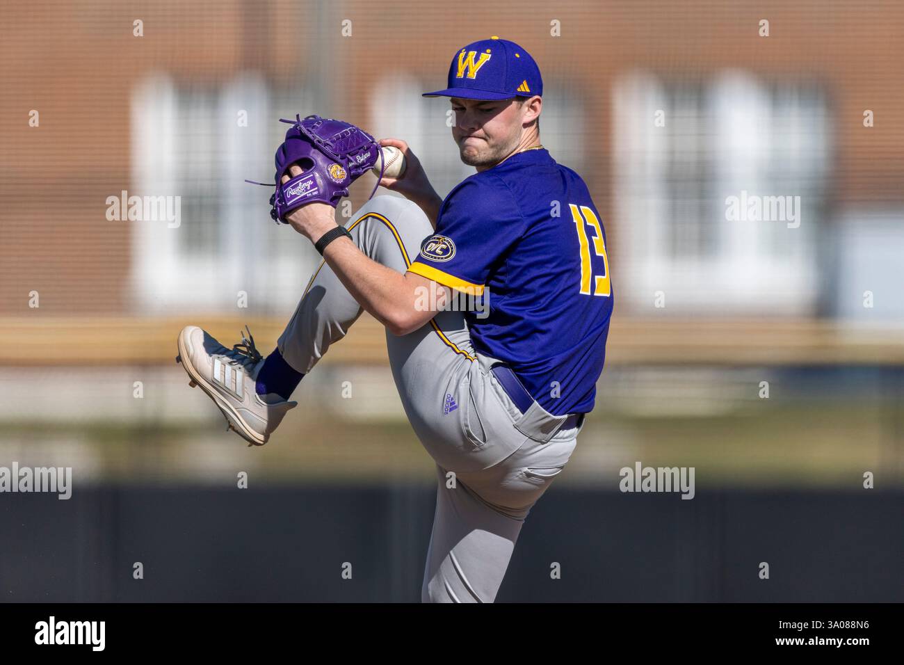 Western Illinois pitcher Jackson Rodgers (13) pitches against Alabama ...
