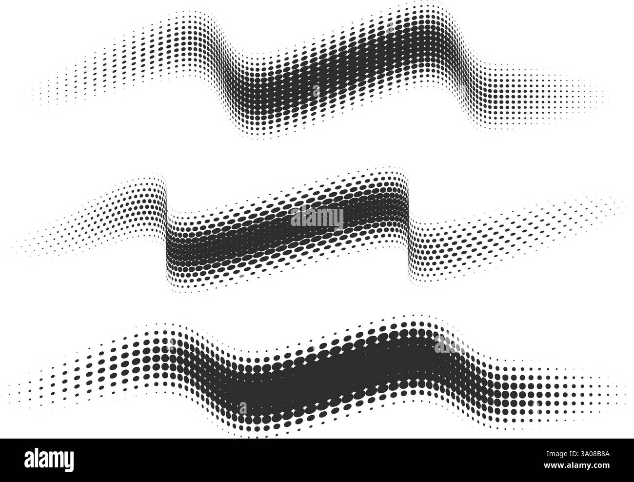 Dotted vector shapes. Abstract gradient wavy elements isolated on white ...