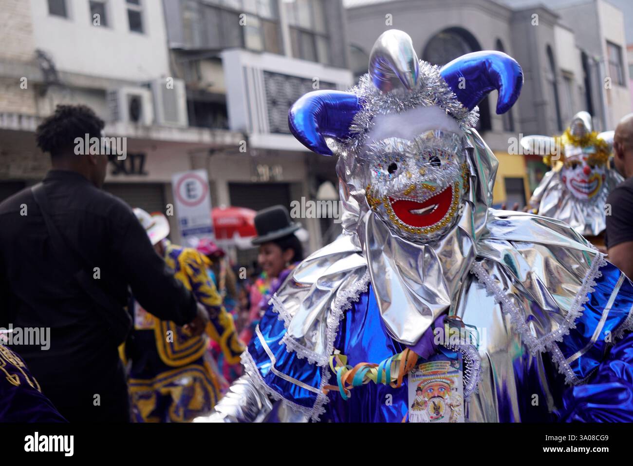 Bolivians Revelers dancing during the annual street block party know as ...