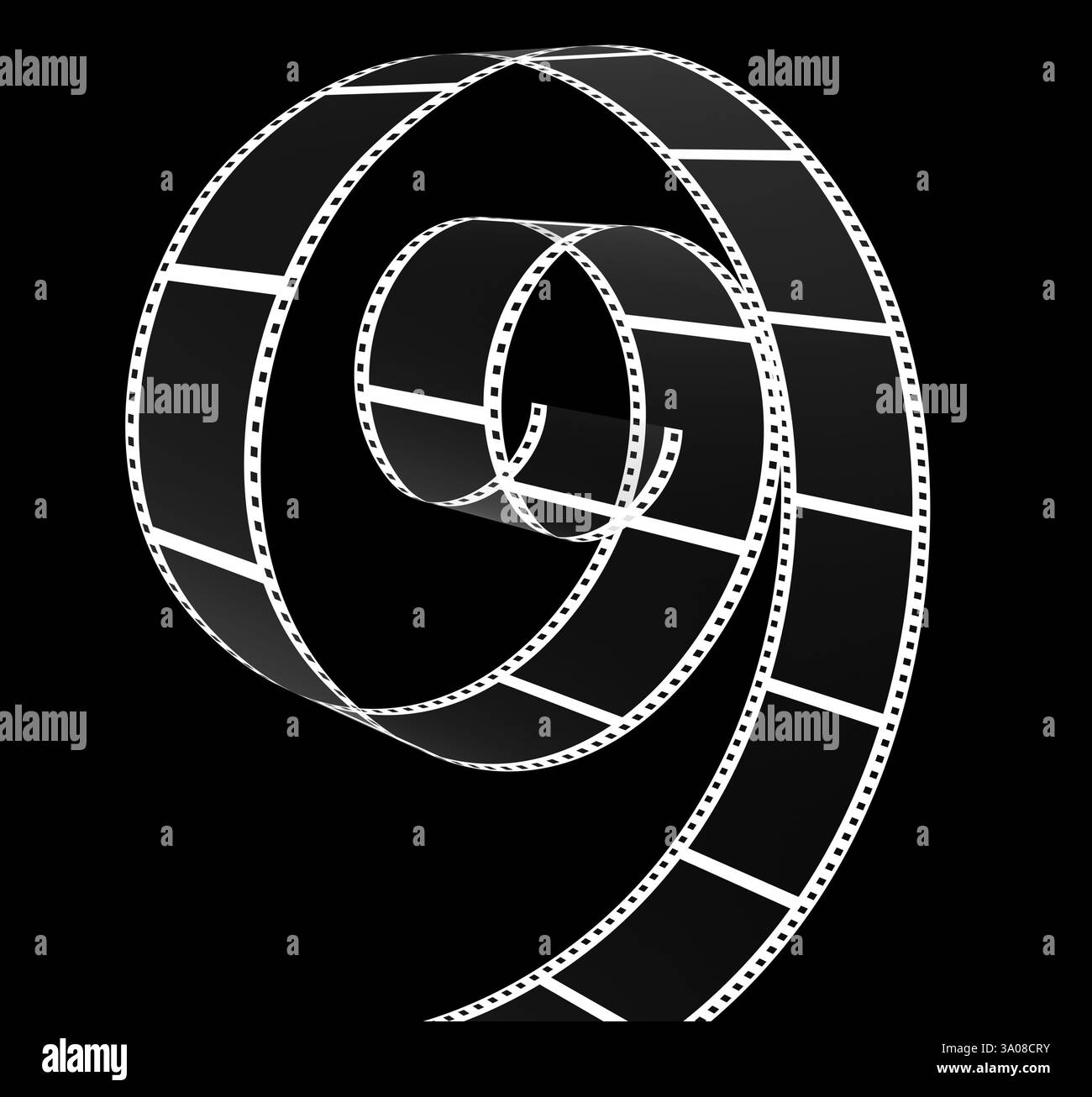 Old retro film strip with empty transparent frames. Isolated on black ...