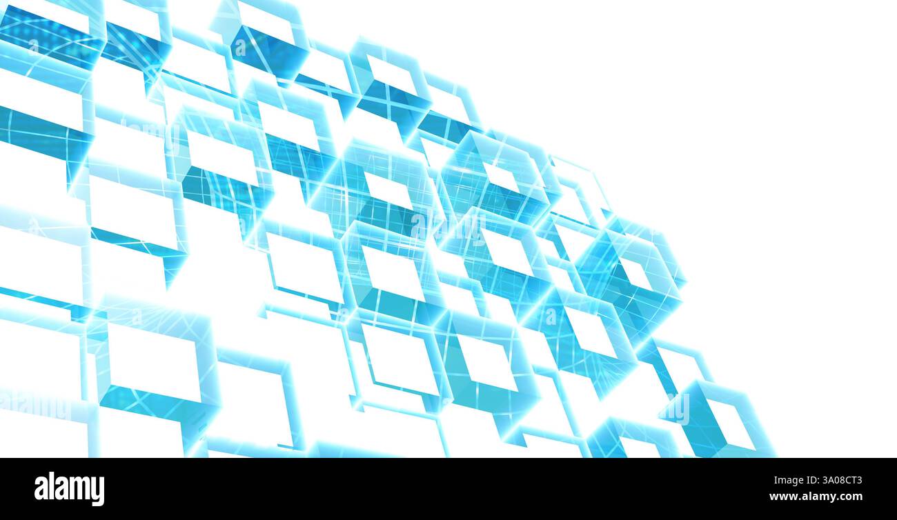 Horizontal abstract background with modern block boxes pattern. Blue ...