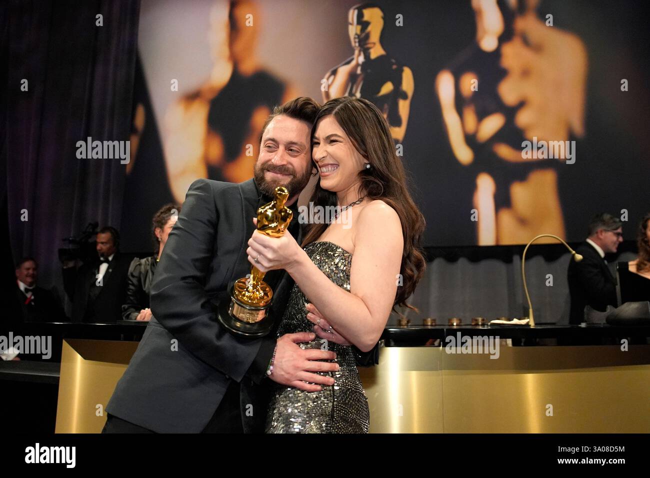 Kieran Culkin, left, winner of the award for best performance by an ...