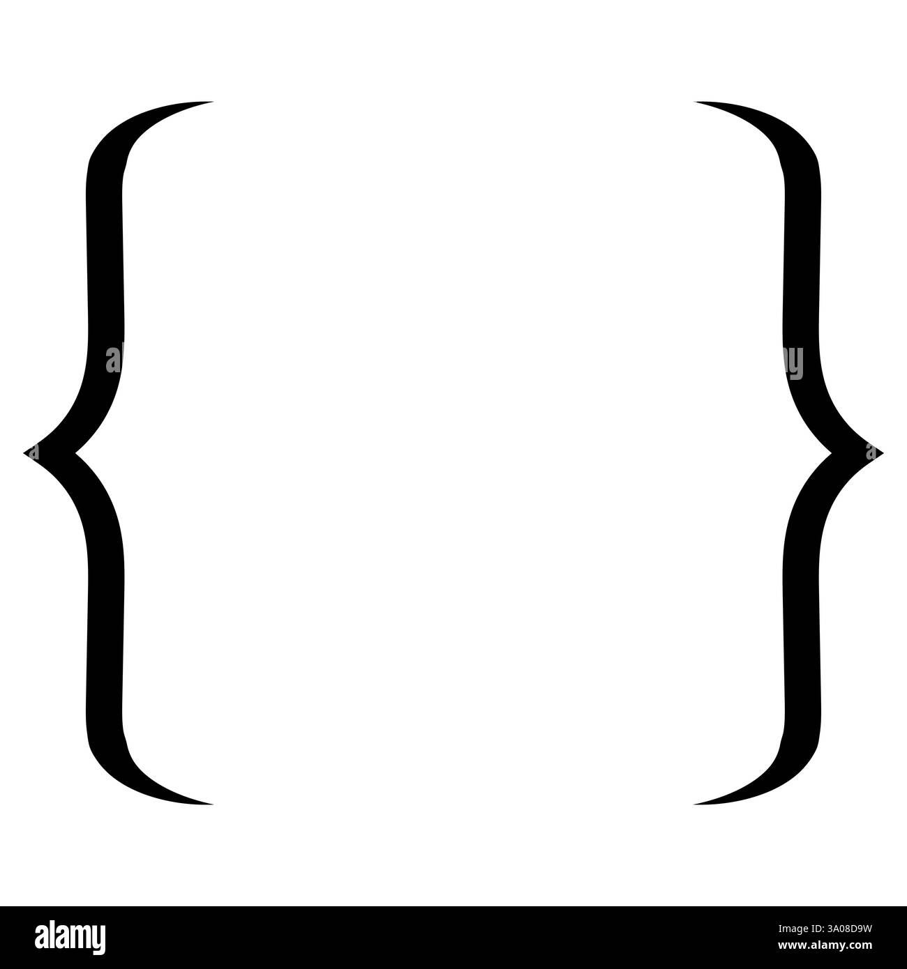 Sleek Black Curly Braces Geometric Symbol in Minimalist Design Stock ...