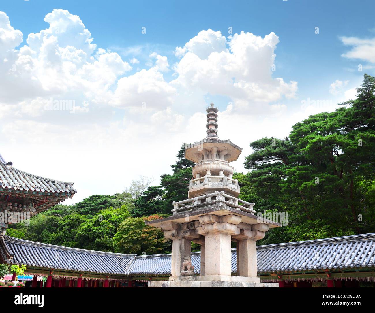 Famous Dabotap Pagoda and roofs of Bulguksa temple, Gyeongju, South Korea. Dabo Pagoda (Pagoda ...
