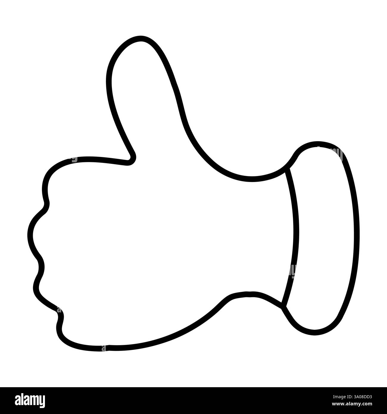 Cheerful Black Thumbs Up Cartoon Positive Sign in Simple Outline Stock ...