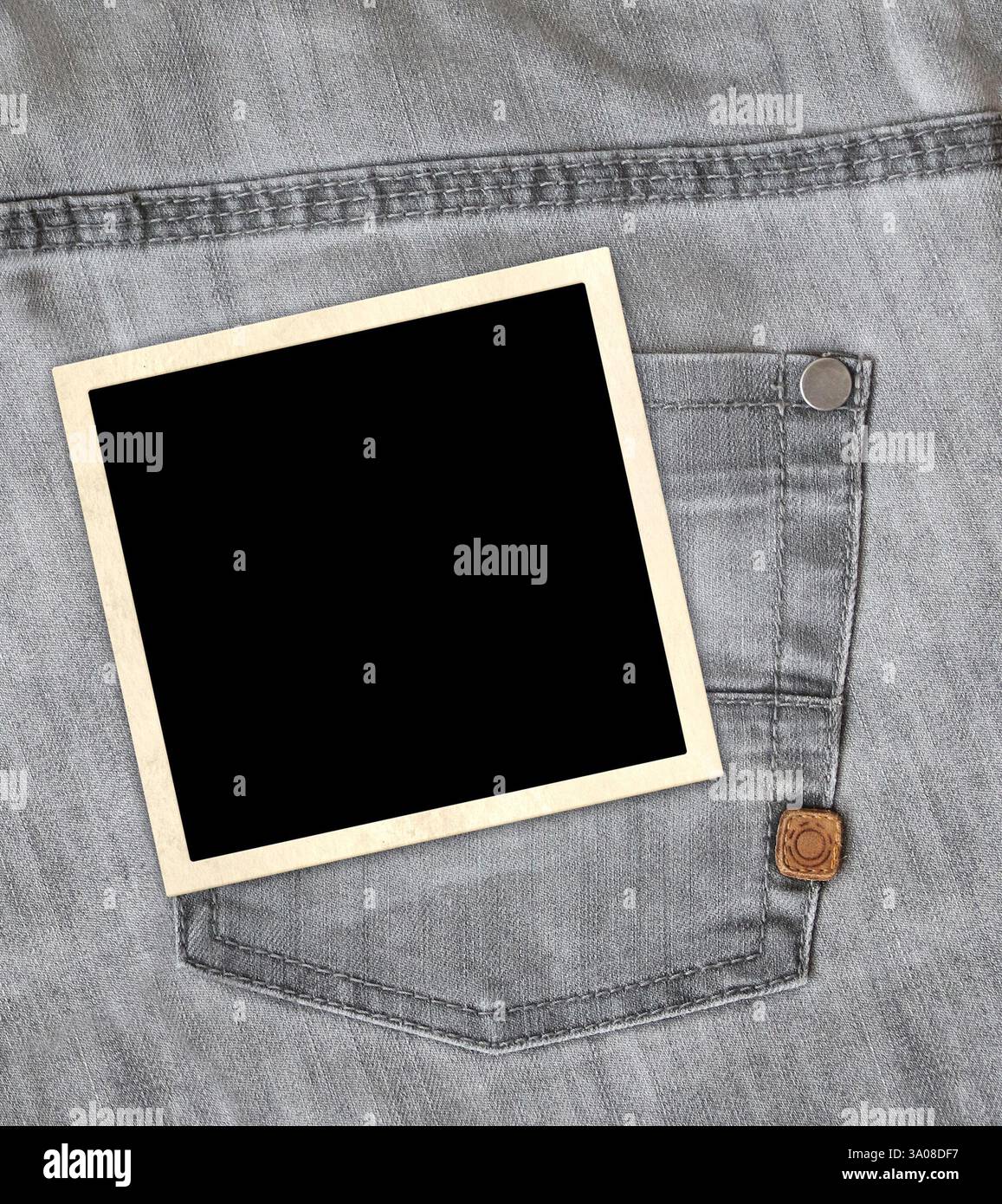 Nostalgic scrapbooking banner with jeans pocket of gray color and retro ...