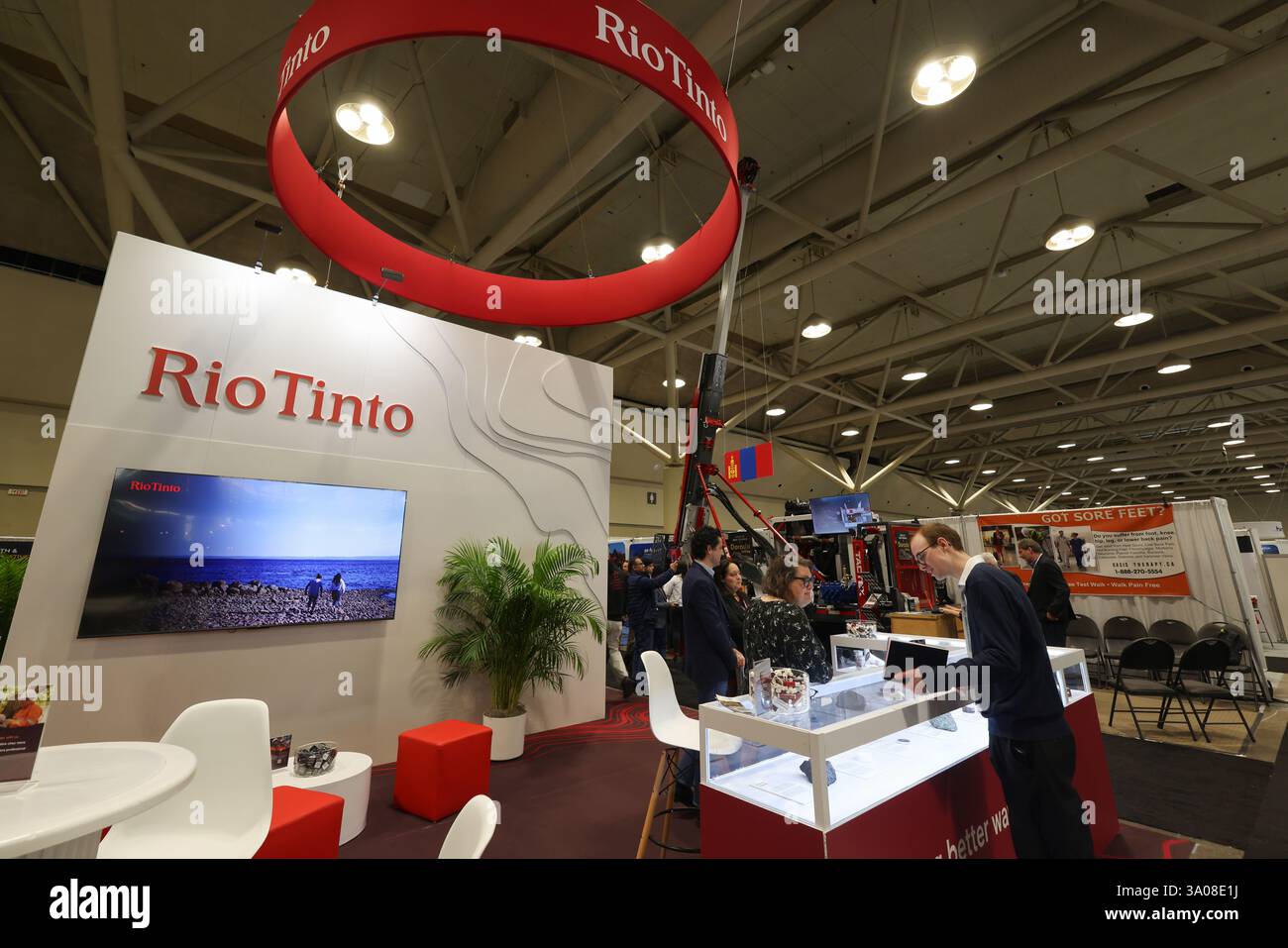 Toronto, Canada.2nd March 2025. People visit the booth of Rio Tinto Group during the 93rd ...
