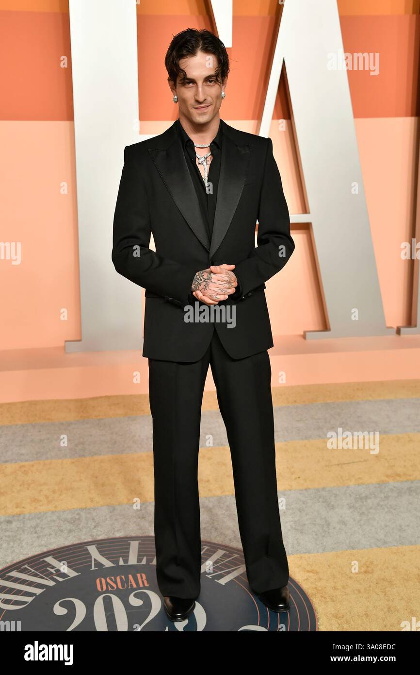 Damiano David arrives at the Vanity Fair Oscar Party on Sunday, March 2 ...