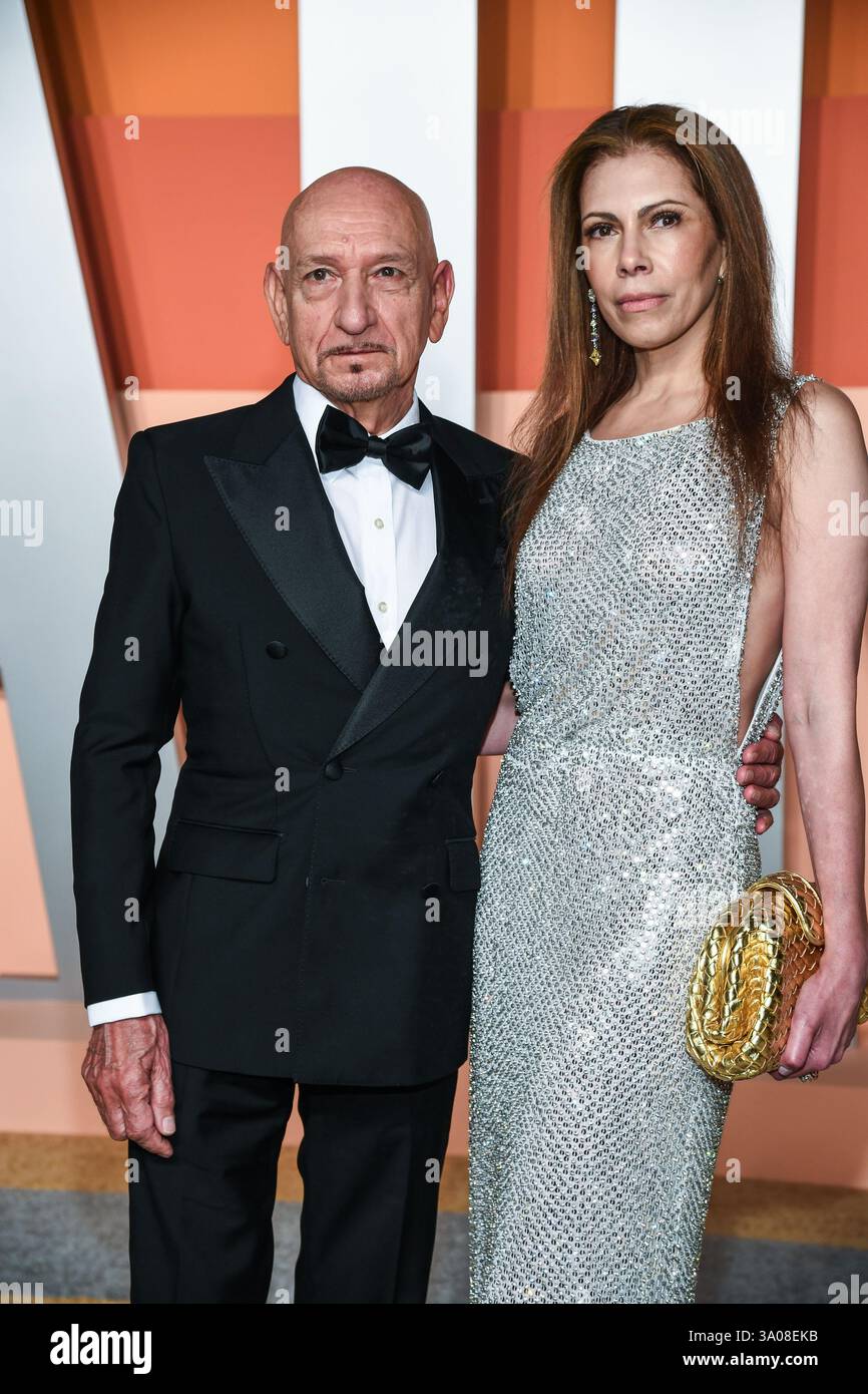 Ben Kingsley and Daniela Lavender on the red carpet at the 2025 Vanity ...