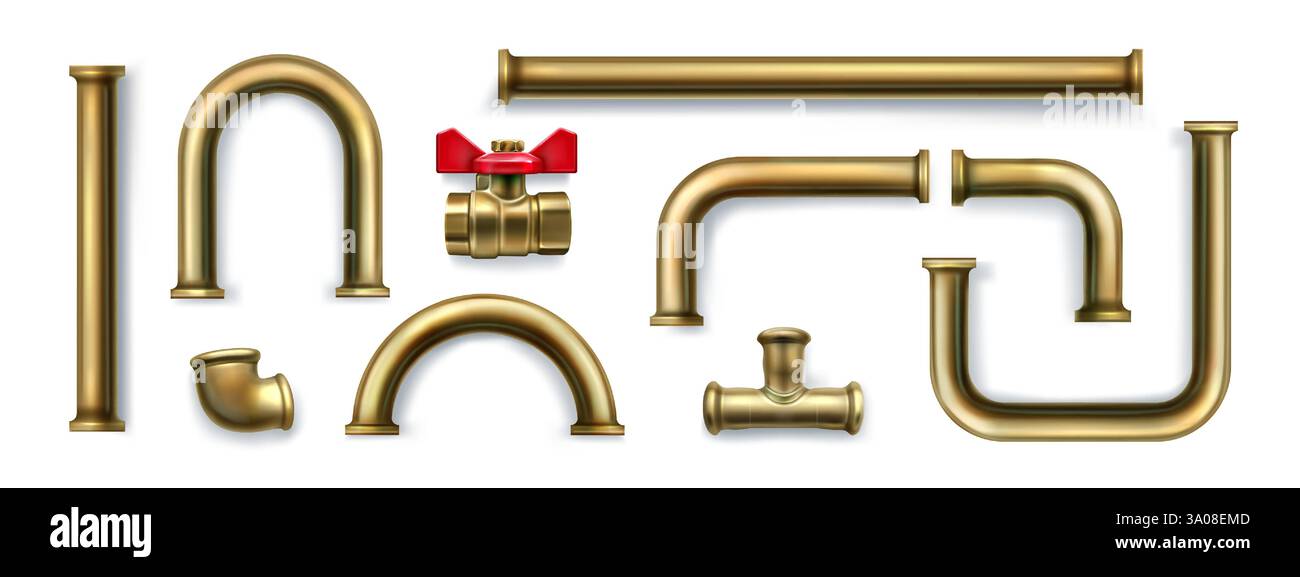 Plumbing pipes set isolated on white background. Vector realistic ...