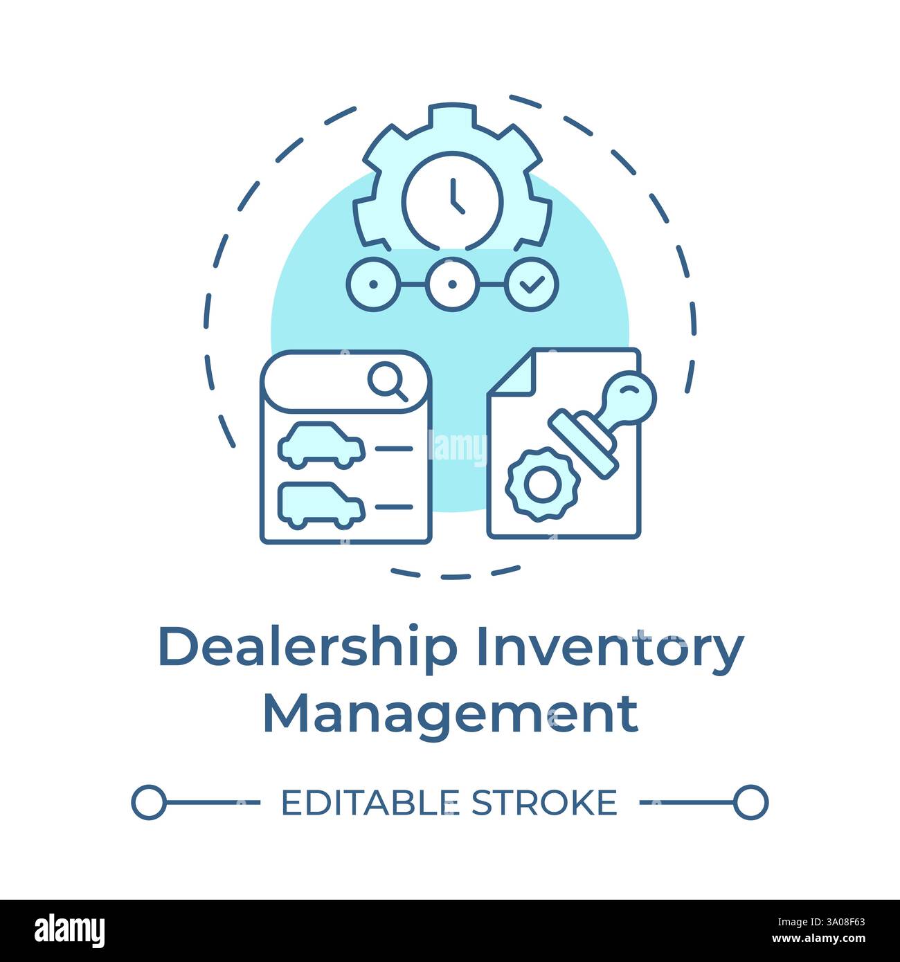 Dealership inventory management soft blue concept icon Stock Vector ...