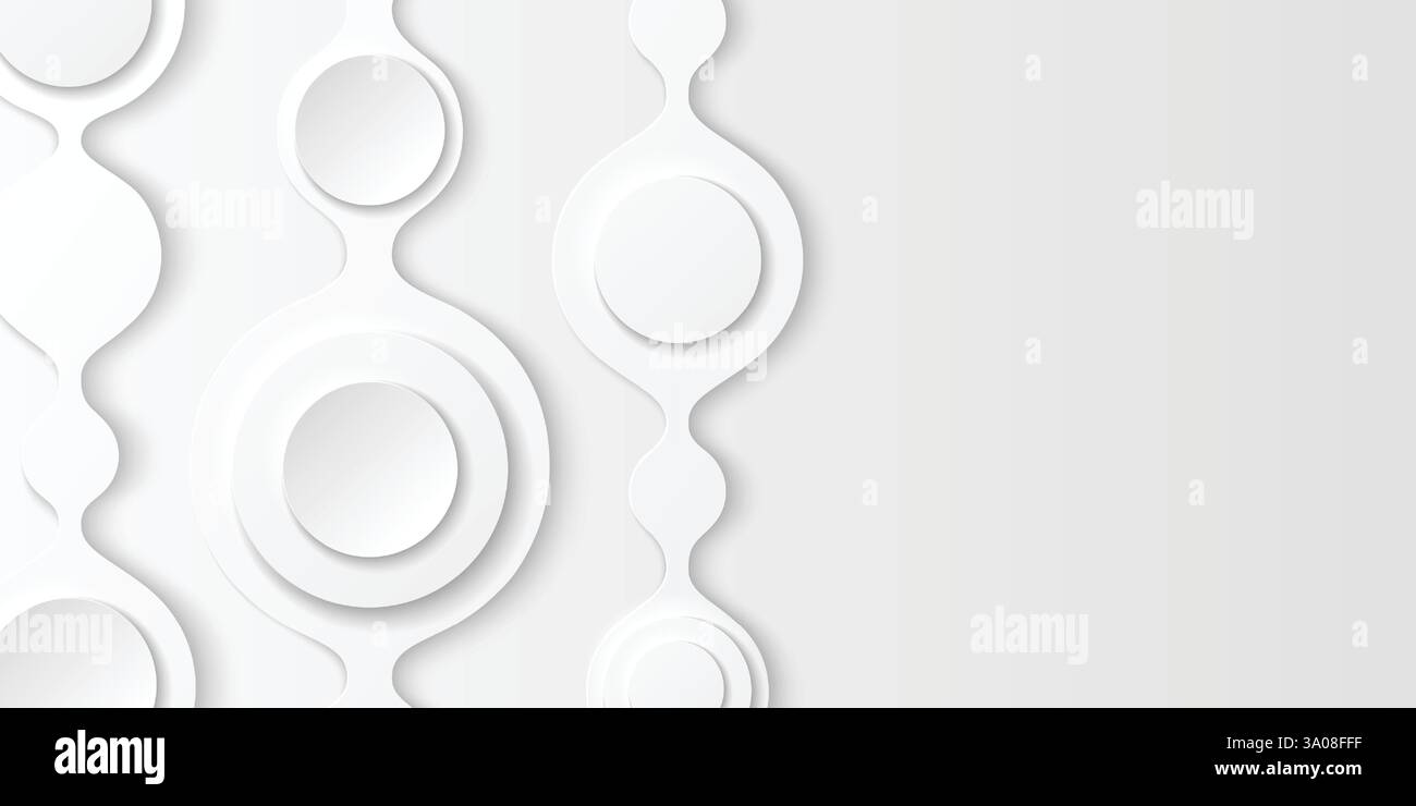 White abstract neumorphism background with overlapping paper cut ...