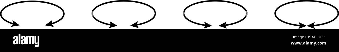 Oval circle double arrow icons set. Ellipse orbit line arrow symbol ...