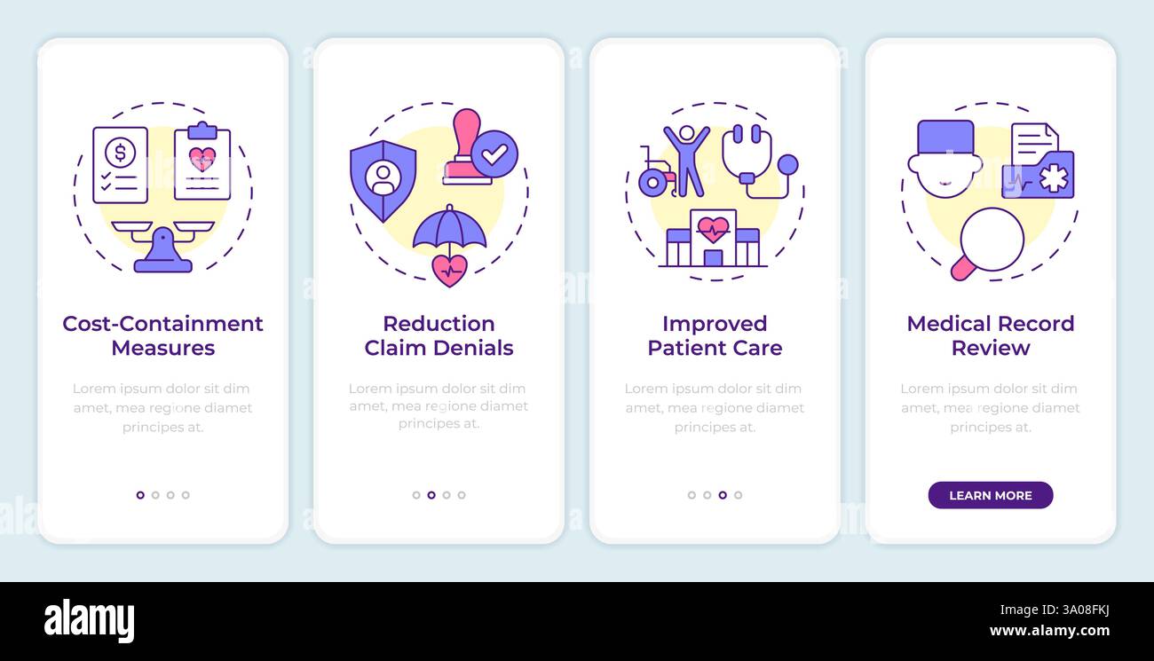 Benefits Of Utilization Management Onboarding Mobile App Screen Stock Vector Image And Art Alamy