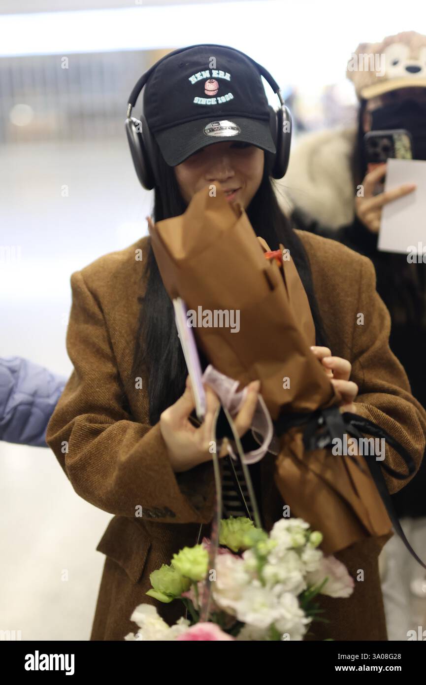 Chinese actress Dai Luwa appears at the airport in Shanghai, China, 28 ...