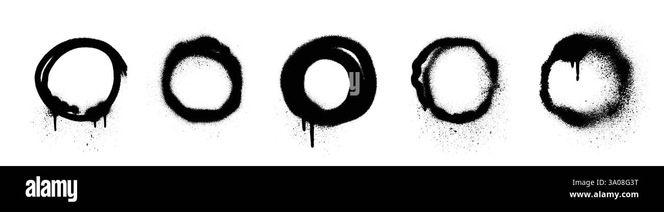Spray paint circle collection with different graffiti effect styles ...