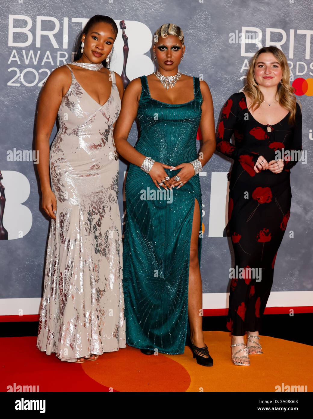 Maya Egbo, Krystal D'Anjou and Chloe Nattrass attend The BRIT Awards ...