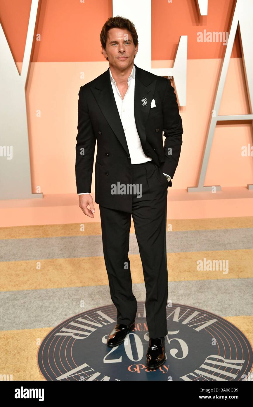 James Marsden arrives at the Vanity Fair Oscar Party on Sunday, March 2, 2025, at the Wallis ...