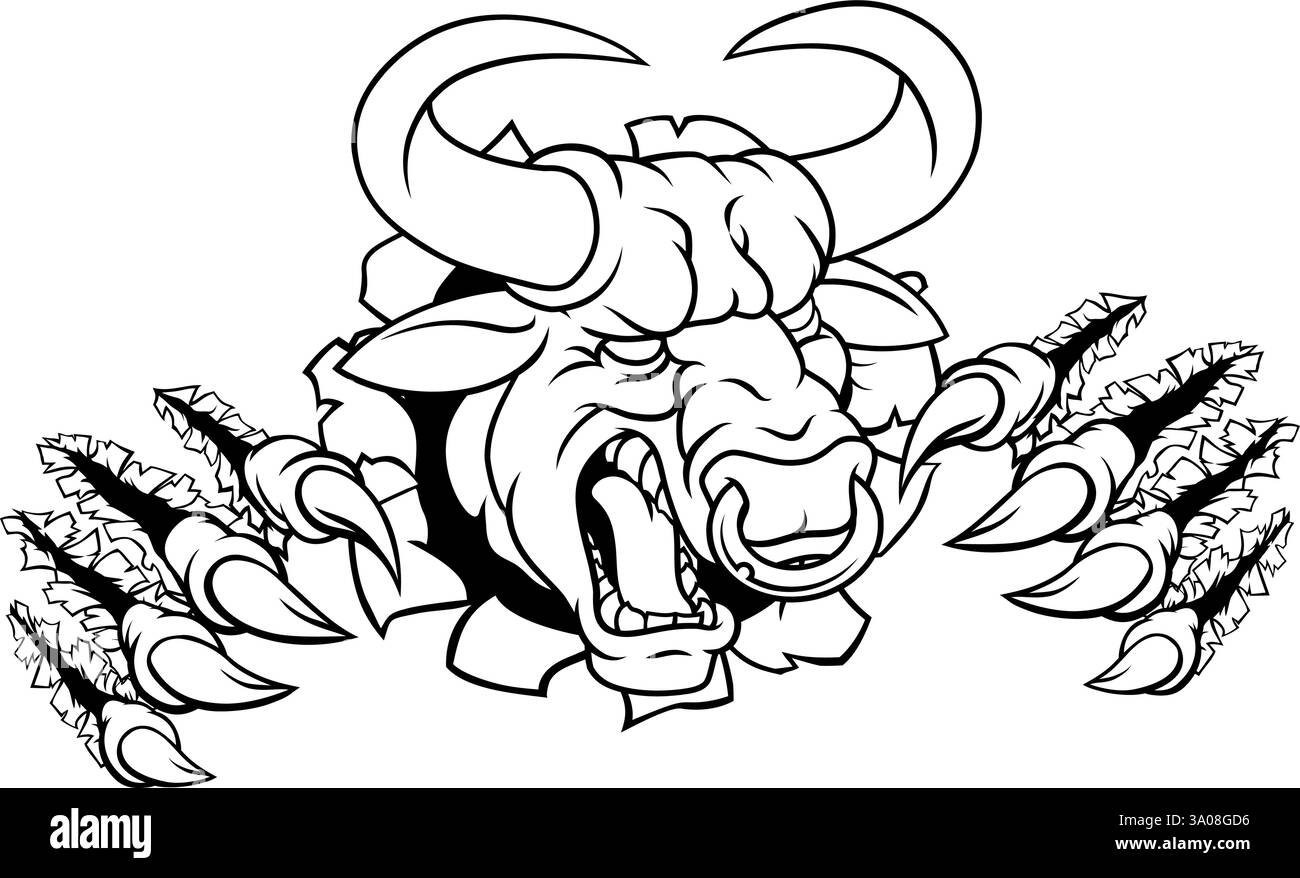 Bull Minotaur Longhorn Monster Cow Mascot Cartoon Stock Vector Image ...