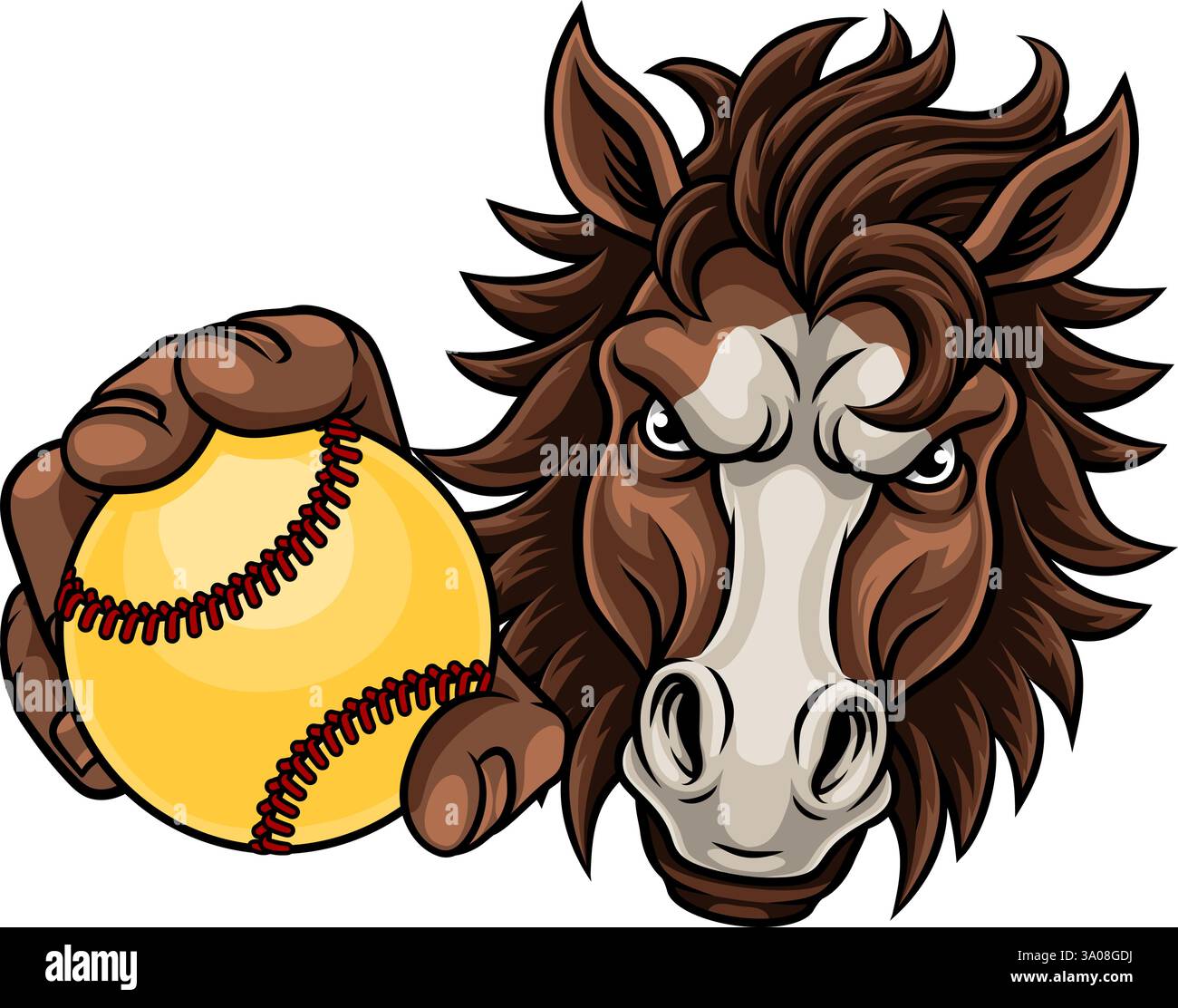 Horse Mustang Stallion Softball Sports Team Mascot Stock Vector Image ...