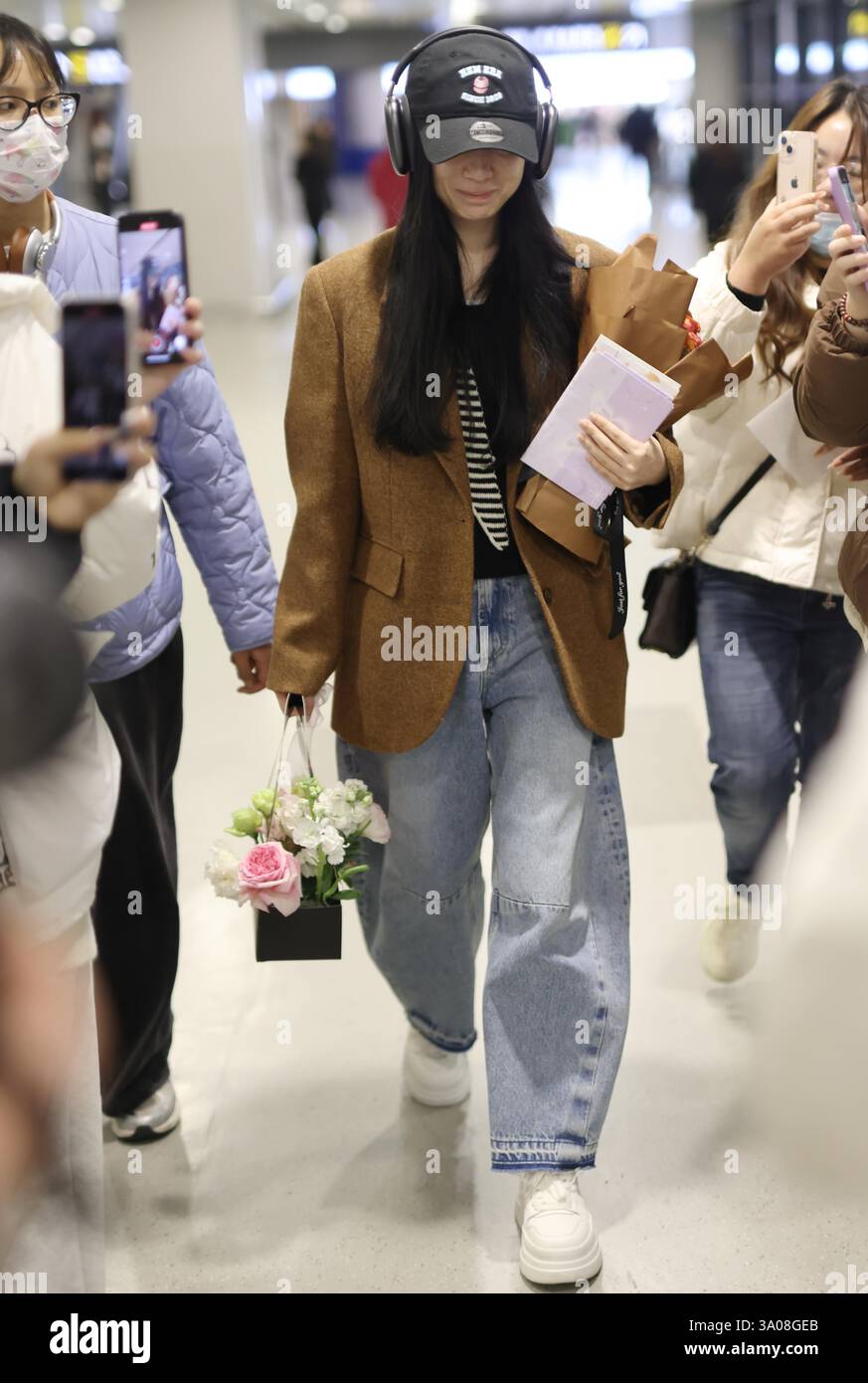 Chinese actress Dai Luwa appears at the airport in Shanghai, China, 28 ...