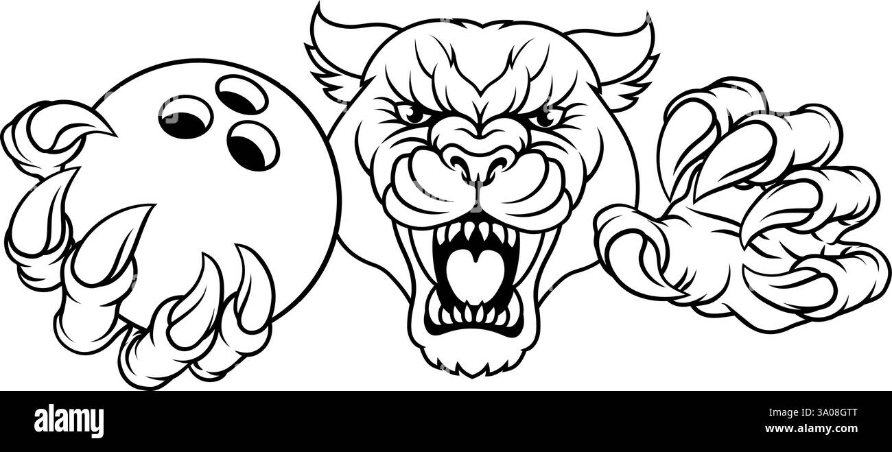 Panther Leopard Cougar Wildcat Bowling Ball Mascot Stock Vector Image ...