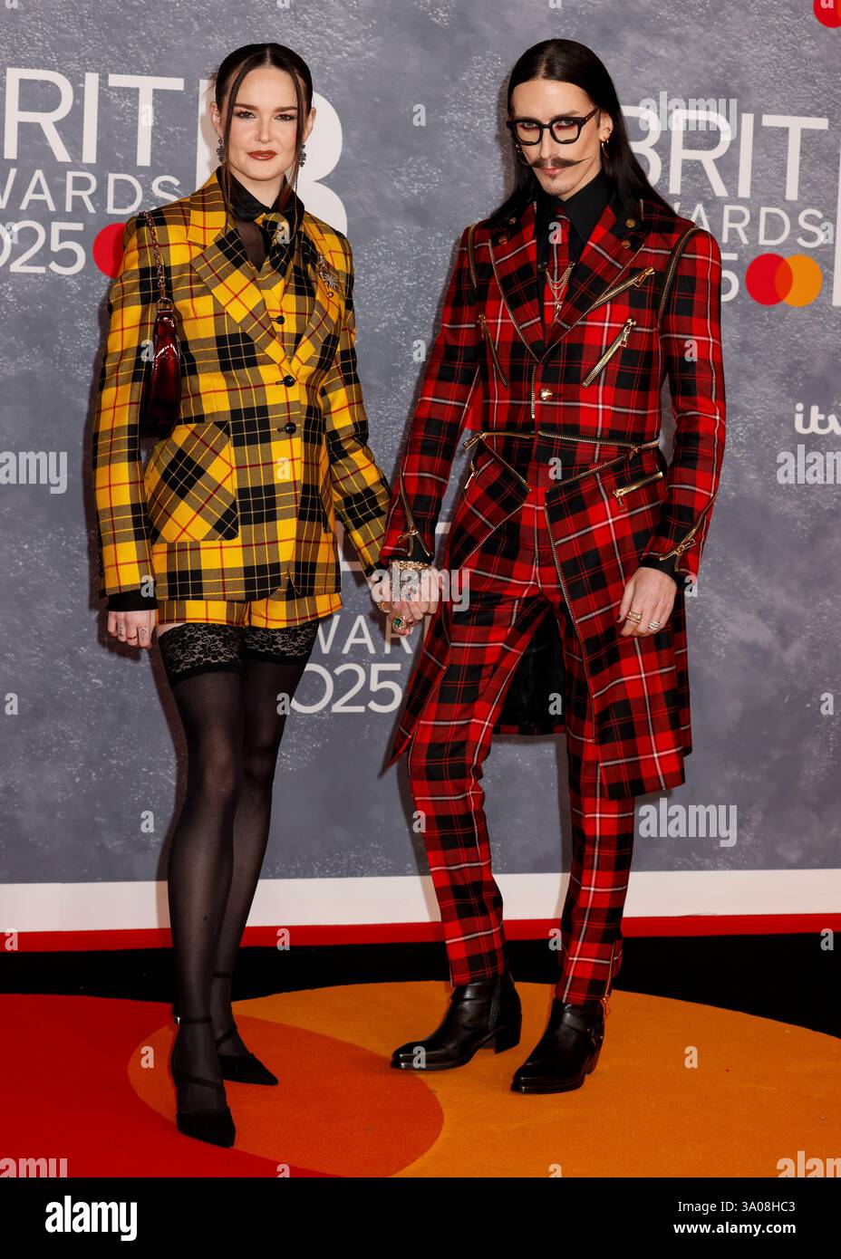 London, UK. 01st Mar, 2025. Lottie Kane and Joshua Kane attend The BRIT Awards 2025 at The O2 in ...