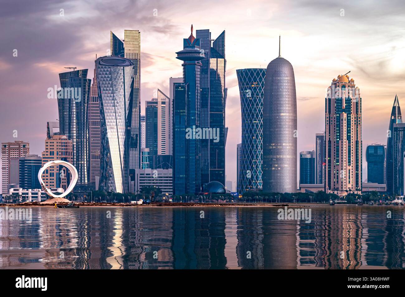 Panoramic Doha Skyline sunset view Stock Photo - Alamy