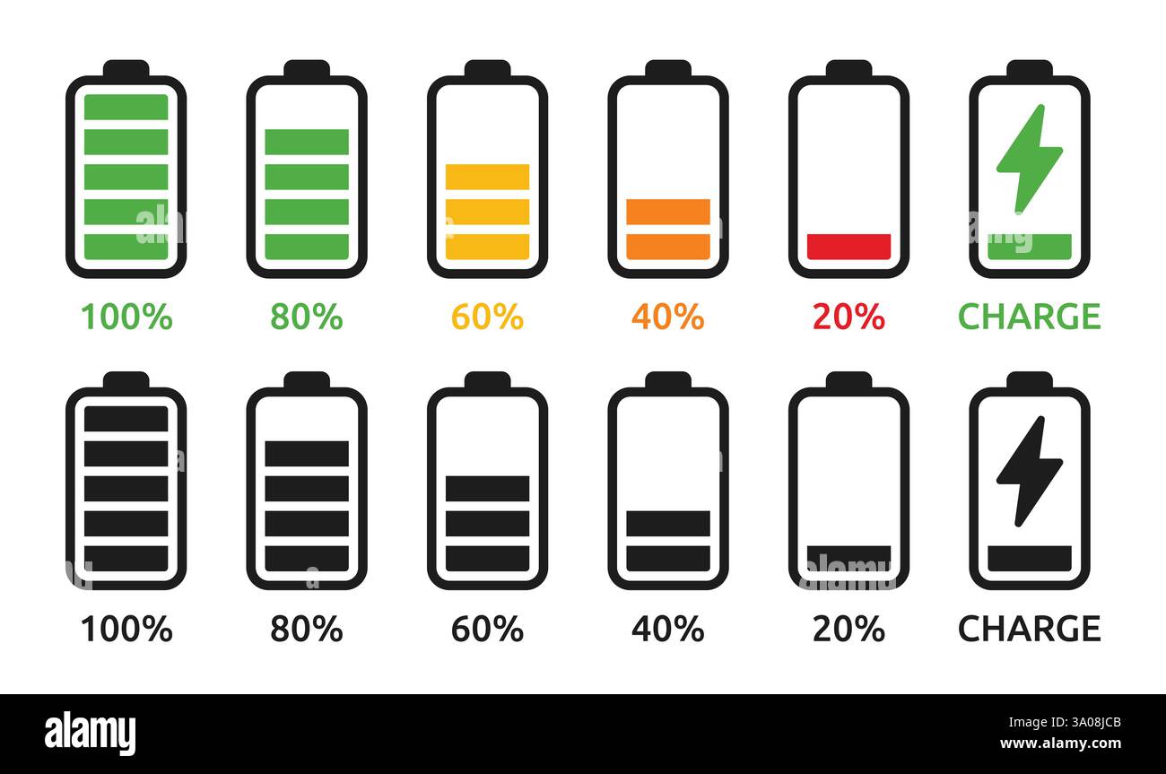 Battery level icon set Stock Vector Image & Art - Alamy