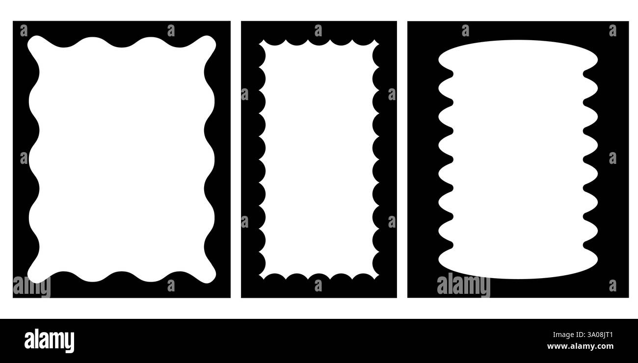 Hand drawn lace inner scalloped frames. Square, round and rectangle ...