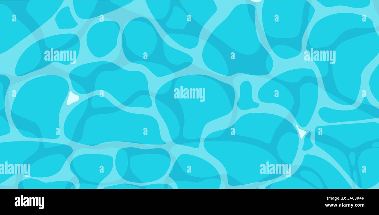Deep blue sea ripple surface with sunlight reflections in cartoon style ...