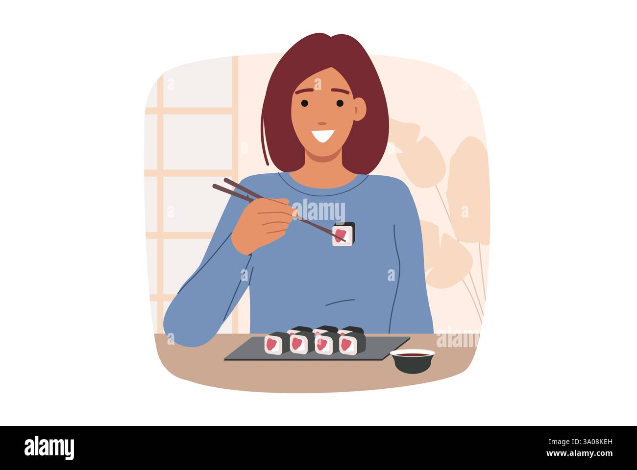 Lady using chopsticks Stock Vector Images - Alamy