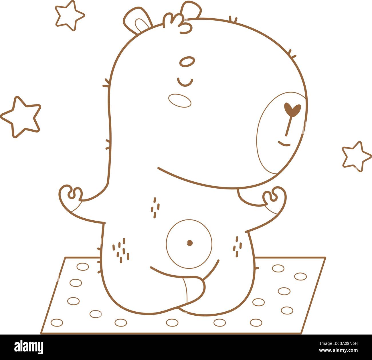 Outline Capybara meditation in lotus pose sitting on mat. Funny calm ...