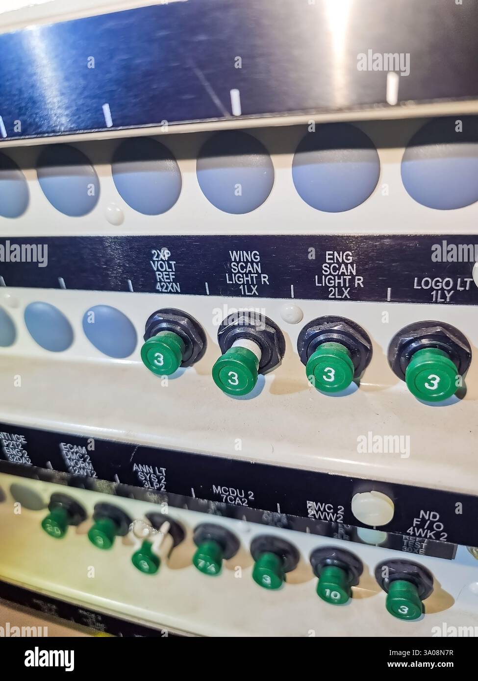 Aircraft Cockpit Overhead Panel Detail: Switches, Lights, Gauges, and ...