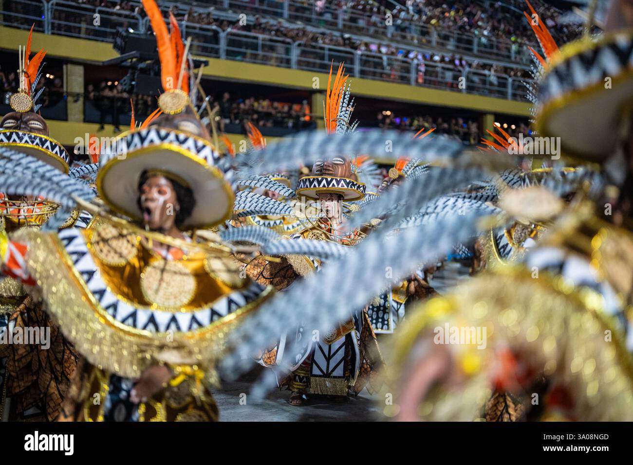 Rio De Janeiro, Brazil. 2nd Mar, 2025. Revellers attend a parade during ...