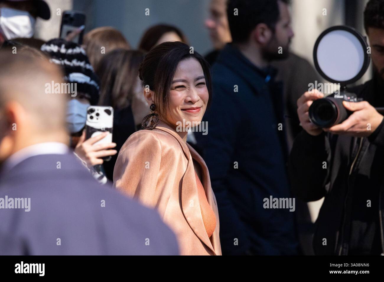 Charmaine Sheh is seen arriving at the Giorgio Armani fashion show ...