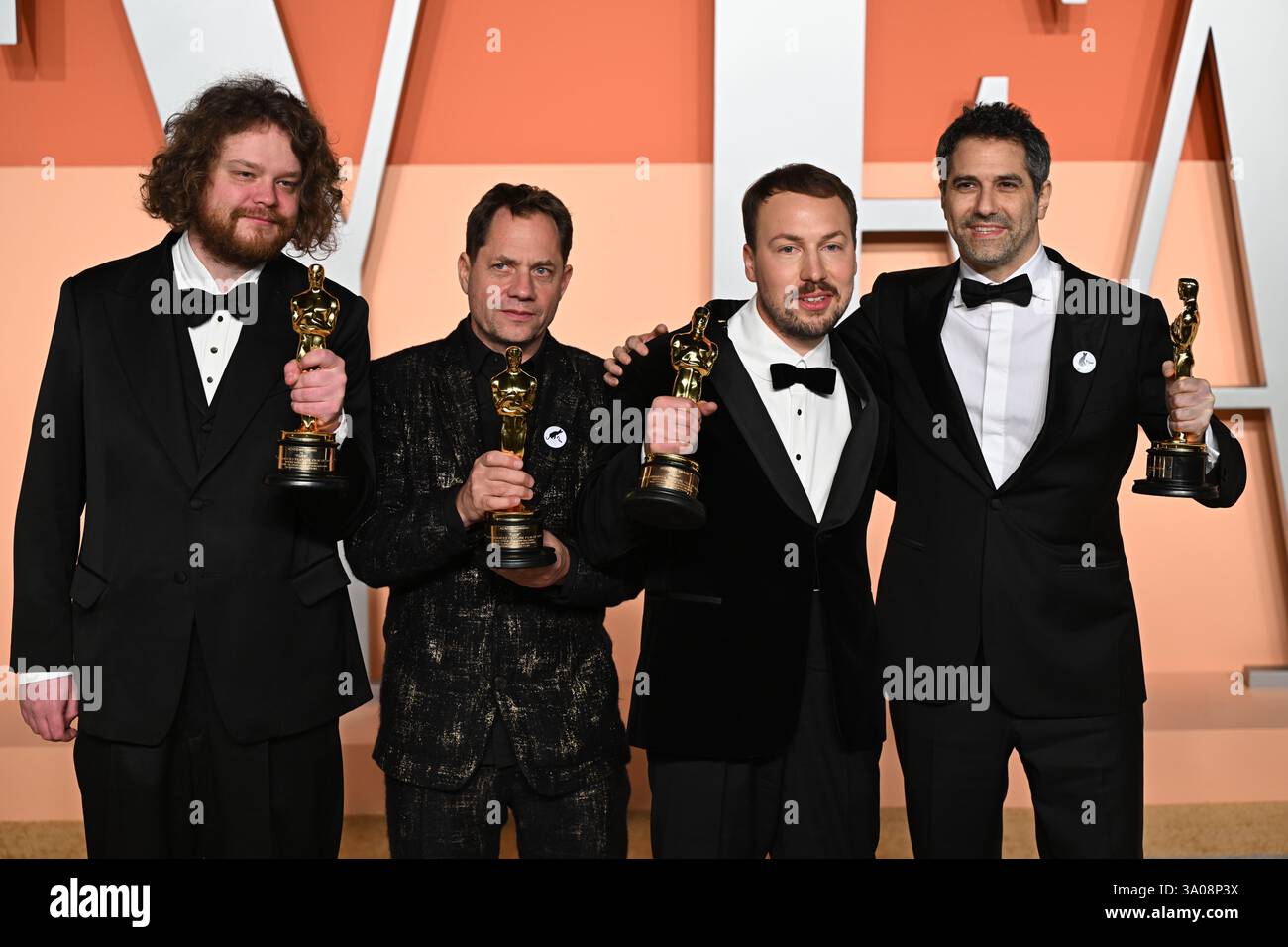 Oscar winners Gints Zilbalodis, Matiss Kaza, Ron Dyens and Gregory ...