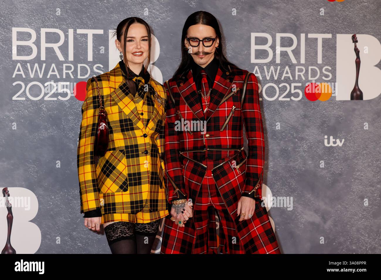 Lottie Kane and Joshua Kane attend The BRIT Awards 2025 at The O2 in ...