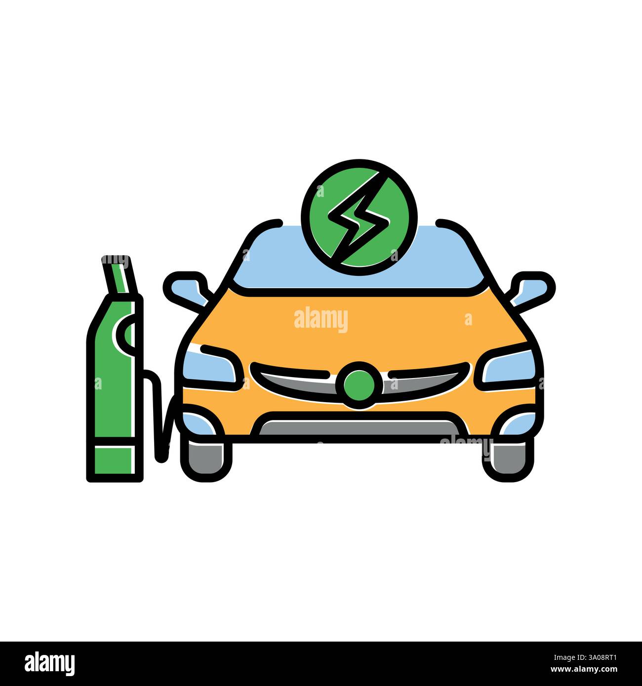 Electric Car Color Line Icon Vector Isolated Element Editable Stroke Stock Vector Image And Art