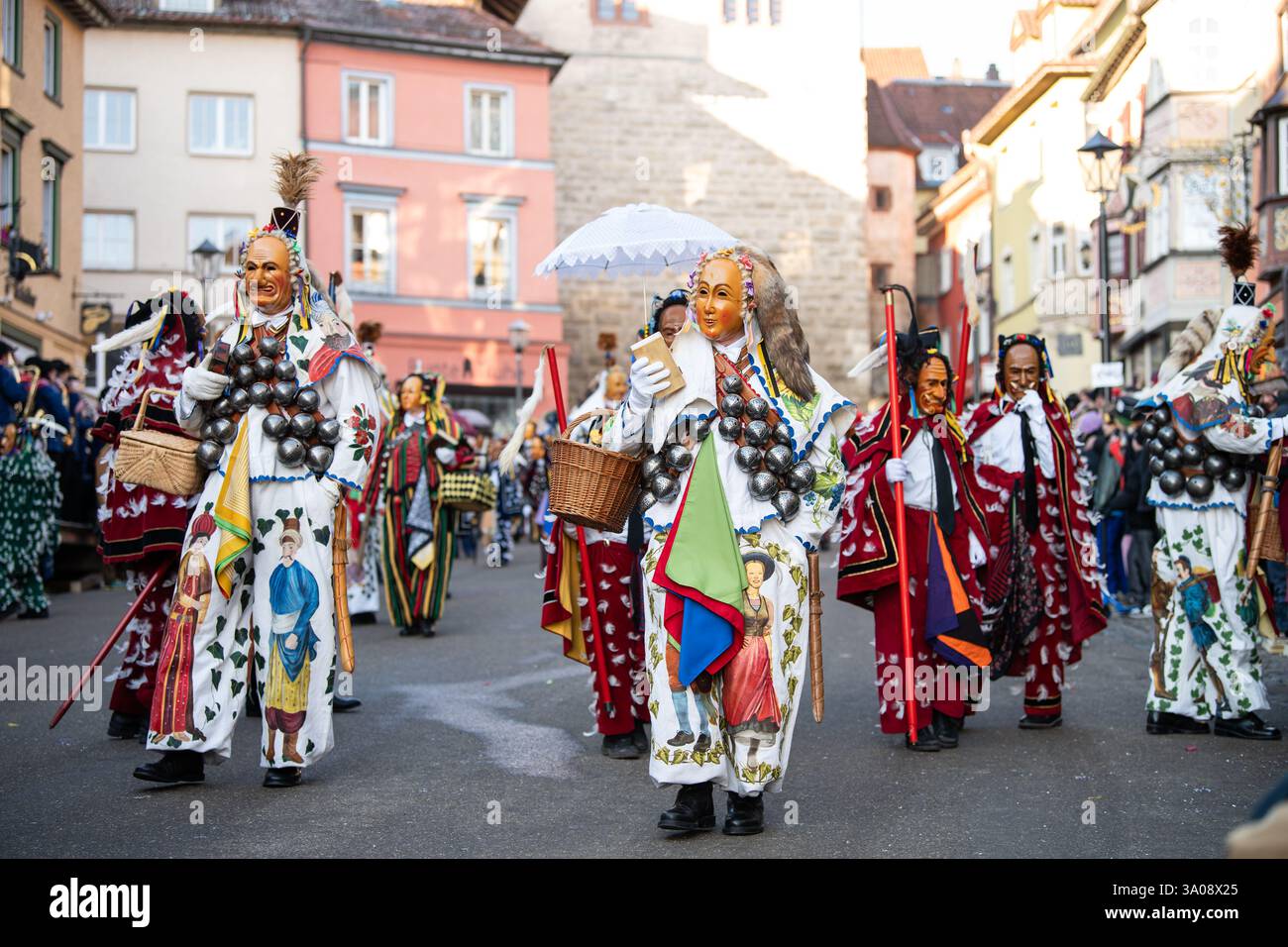 Rottweil, Germany. 03rd Mar, 2025. Fools walk through the historic city ...