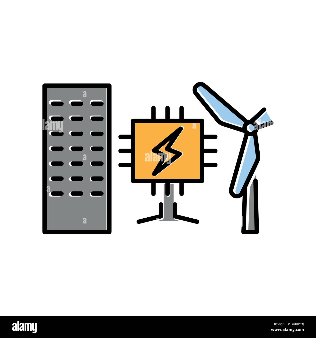 Smart Grid Color Line Icon Vector Isolated Element Editable Stroke Stock Vector Image And Art