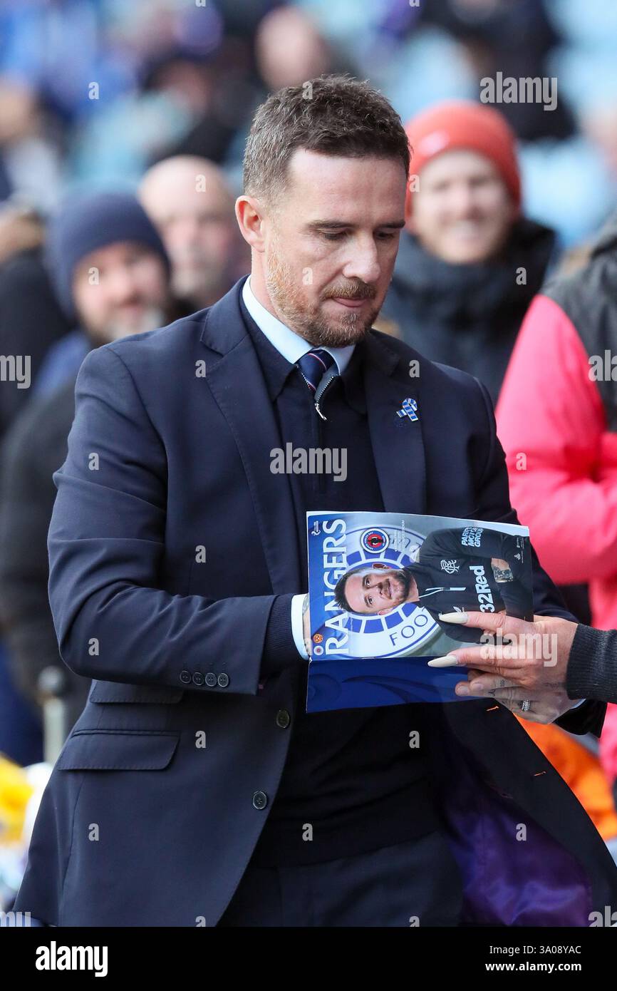 Barry Ferguson, interim manager of Rangers football club, signing his ...