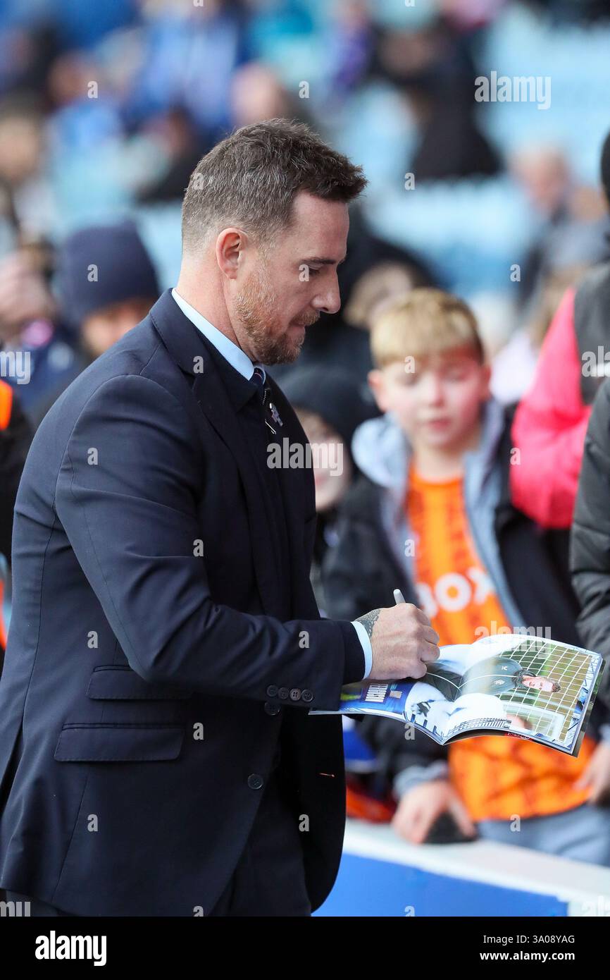Barry Ferguson, interim manager of Rangers football club, signing his ...