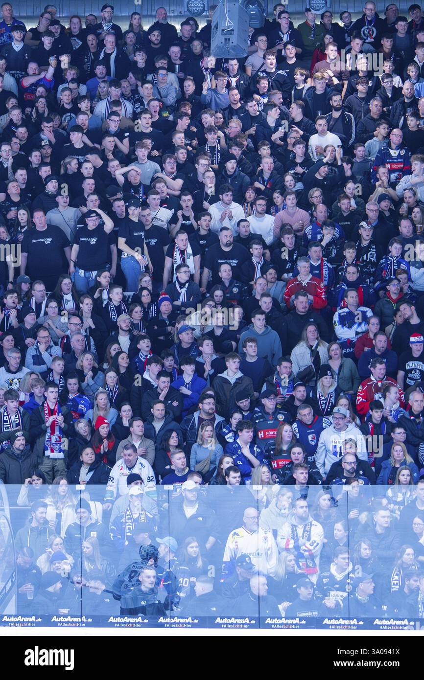 Large crowd of fans in the stadium watching the game, Heilbronner ...