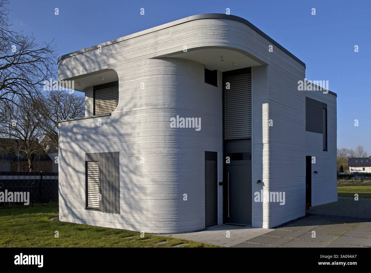 Detached, two-storey detached house from the 3D printer, additive ...