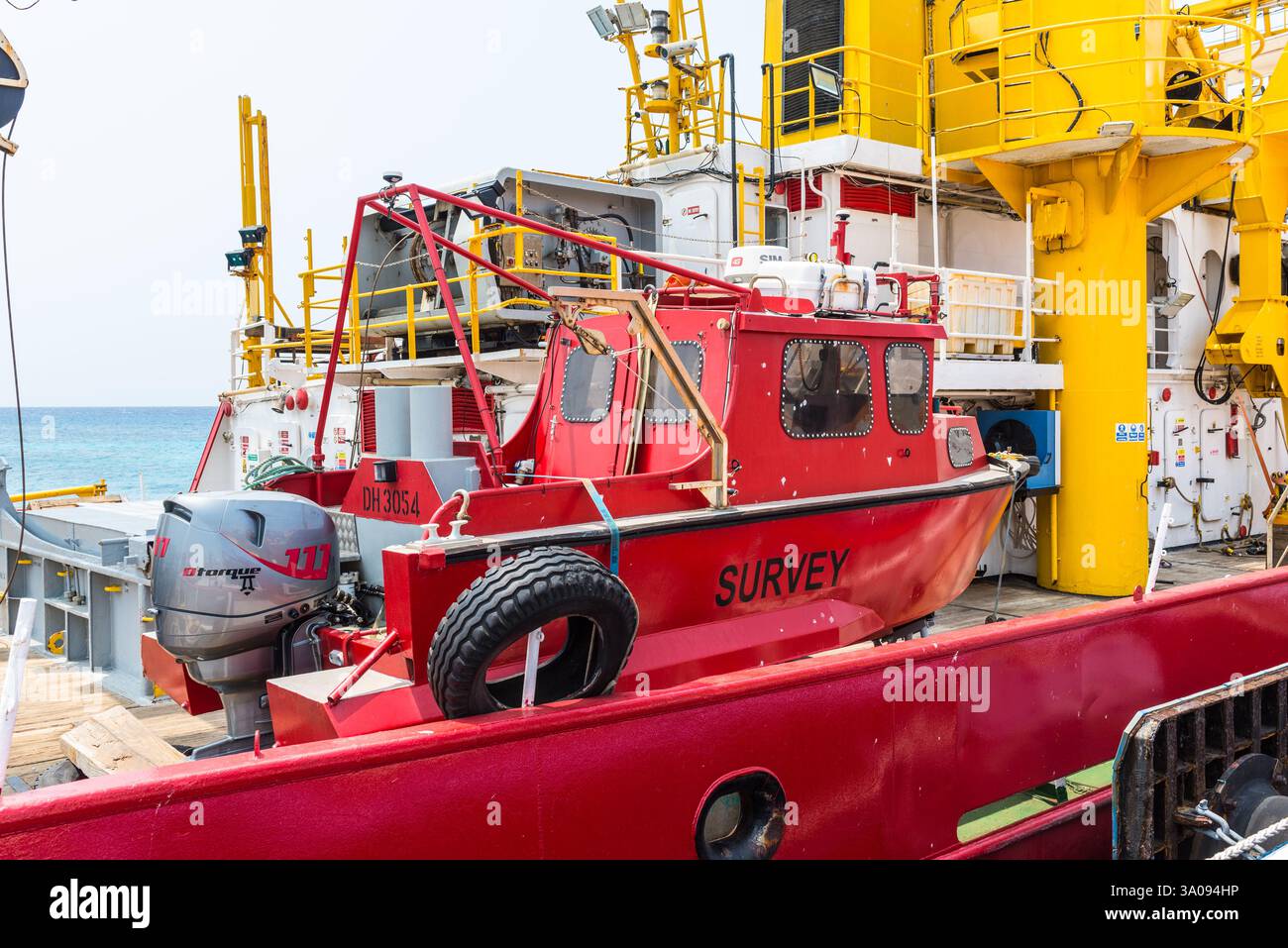 San Miguel de Cozumel, Mexico - April 4, 2024: Survey boat on research ...