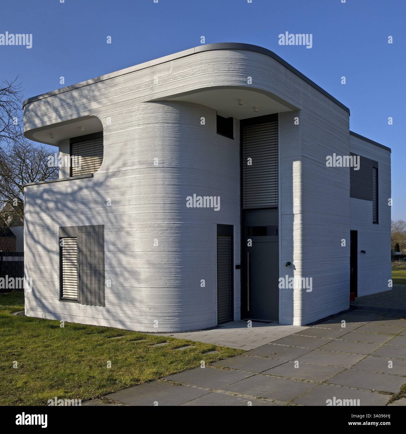 Detached, two-storey detached house from the 3D printer, additive ...